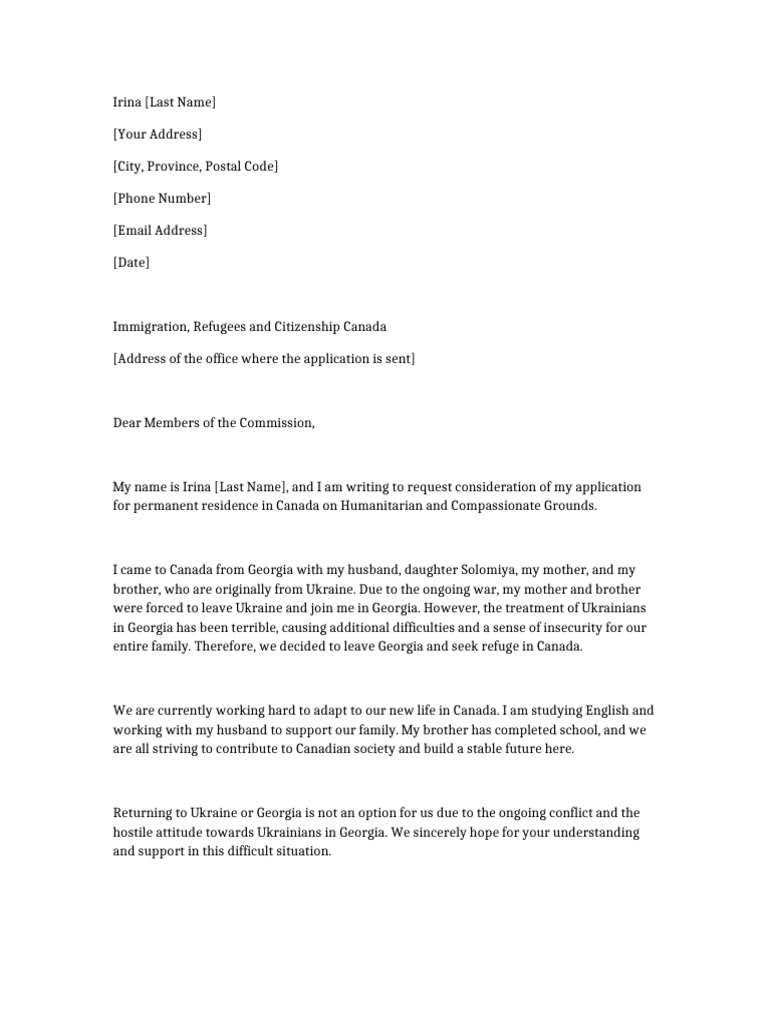 Humanitarian Appeal for Residency | PDF