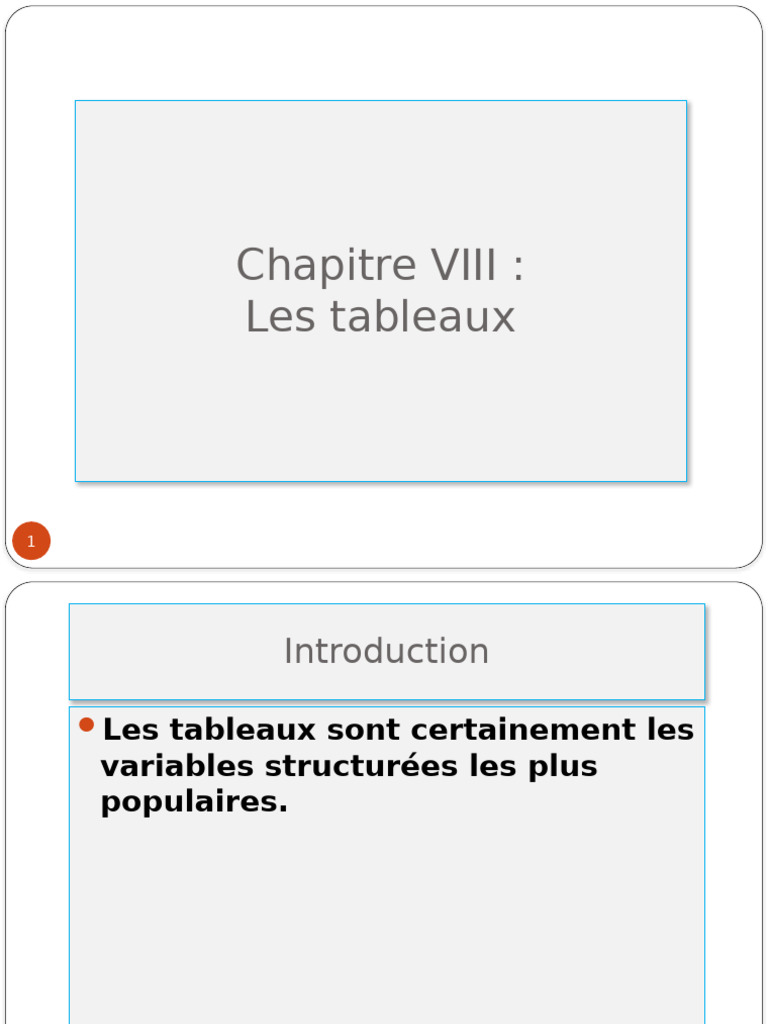 Chapitre VIII - Les Tableaux | PDF | Mathématiques | Algèbre