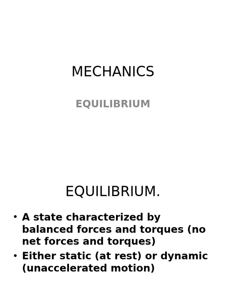 7. Equilibrium | PDF | Center Of Mass | Force