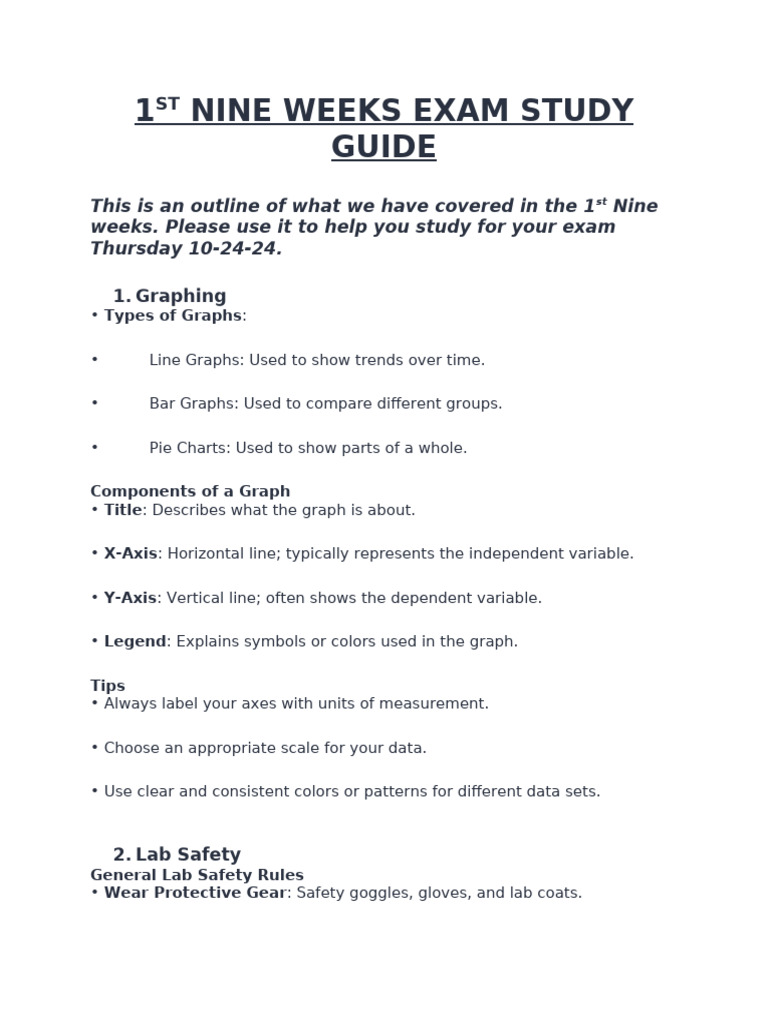 1ST Nine Weeks Study Guide | PDF | Cell (Biology) | Endoplasmic Reticulum