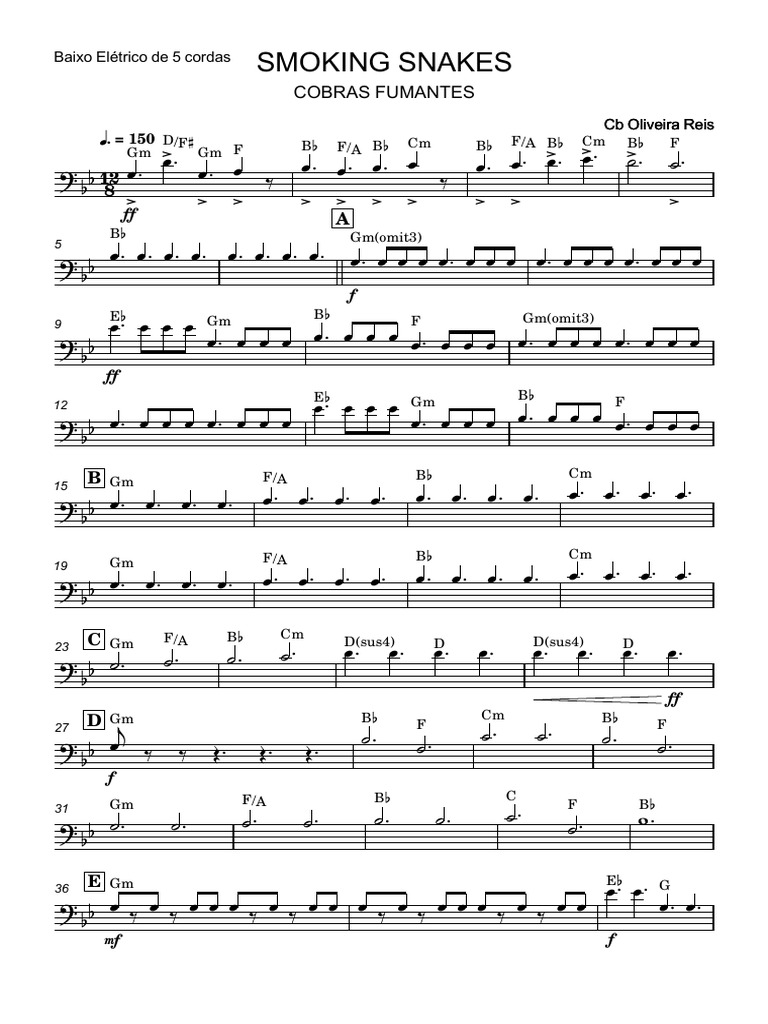 Smoking Snakes - Sabaton (2) - Baixo - Elétrico - de - 5 - Cordas | PDF