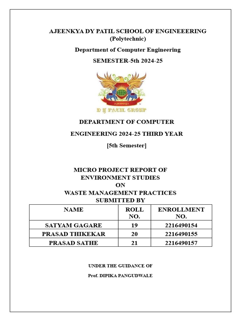 Est Microproject (Waste Management Practices) Final | PDF | Waste ...