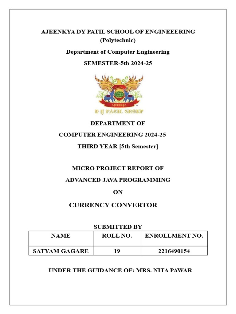 AJP MICRO PROJECT CURRENCY CONVERTOR | PDF | Java (Programming Language) | Investing