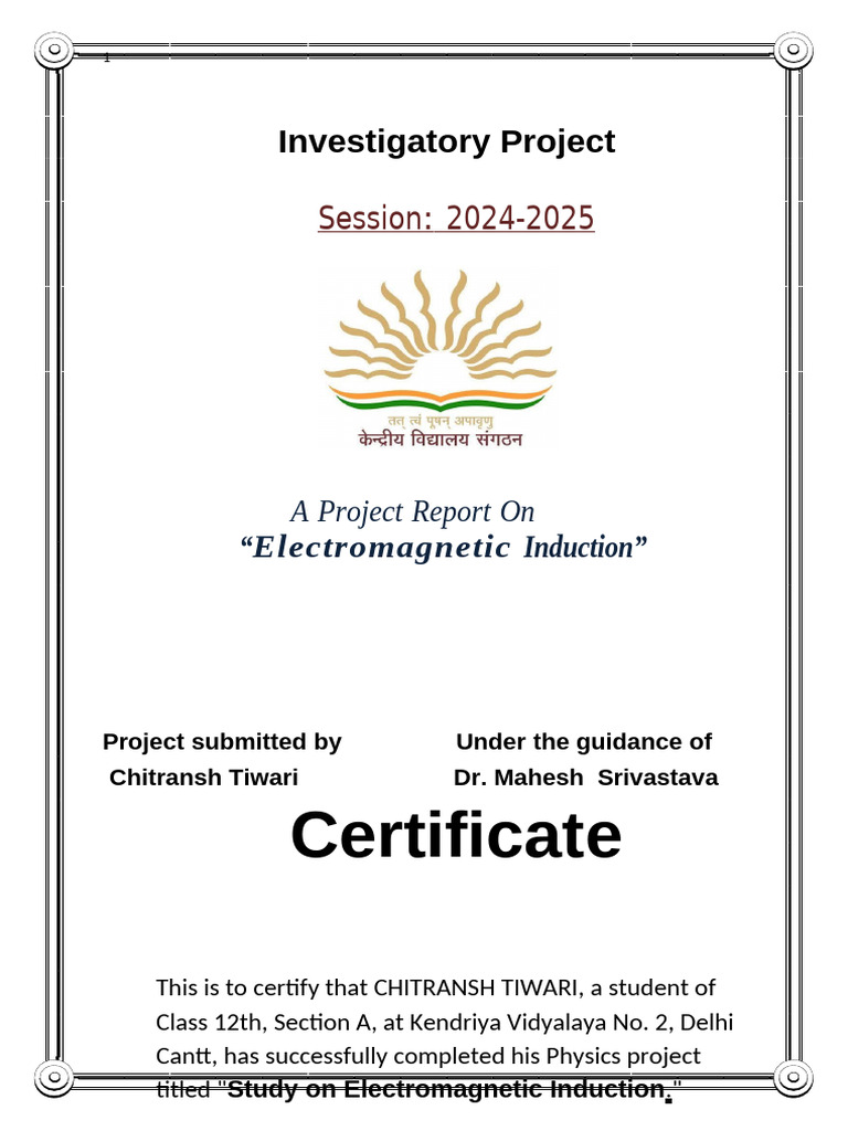 Physics Project Class XII 2021 22 Investigatory Project | PDF ...