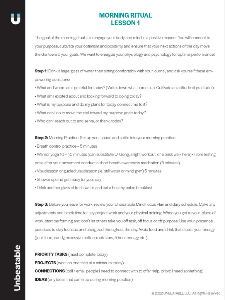 Lesson 1-Morning Ritual | PDF