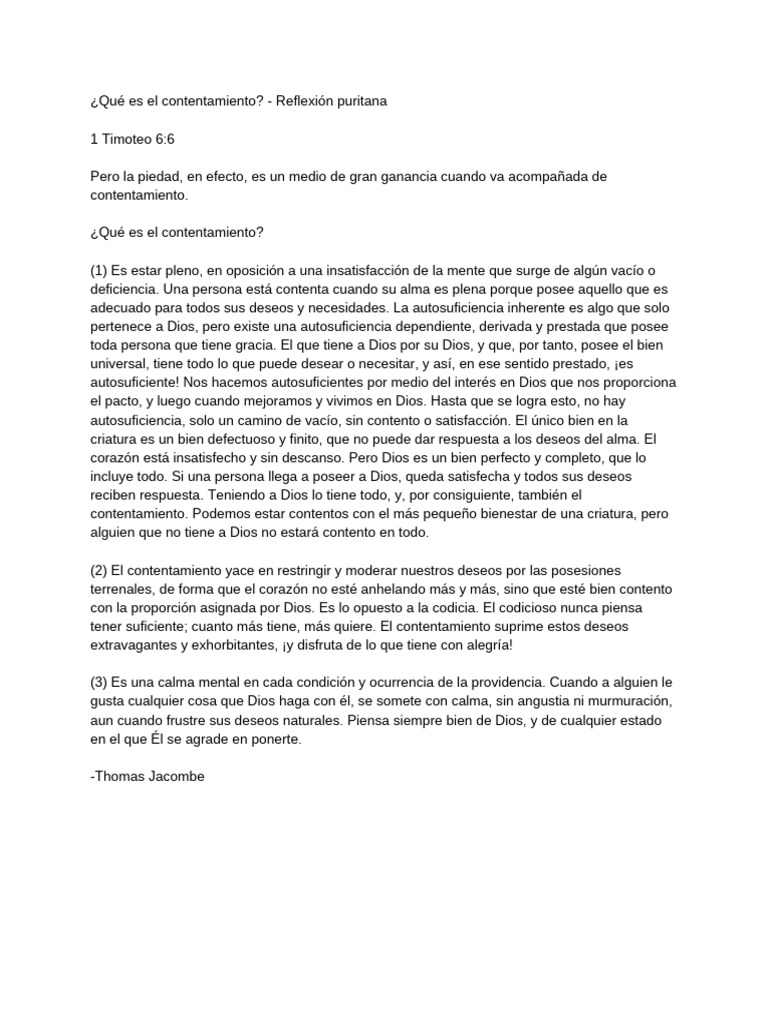 ¿Qué Es El Contentamiento | PDF