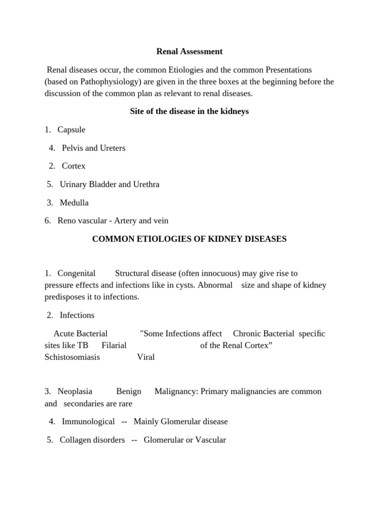 Renal Assessment............ | PDF | Kidney | Kidney Disease