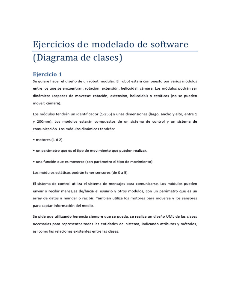 Ejercicios Modelado Diagrama Clases | PDF | Lenguaje de modelado unificado | Herencia ...