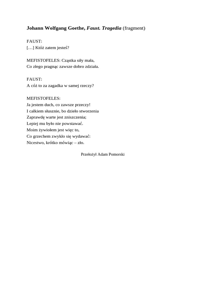 Johann Wolfgang Goethe Faust | PDF