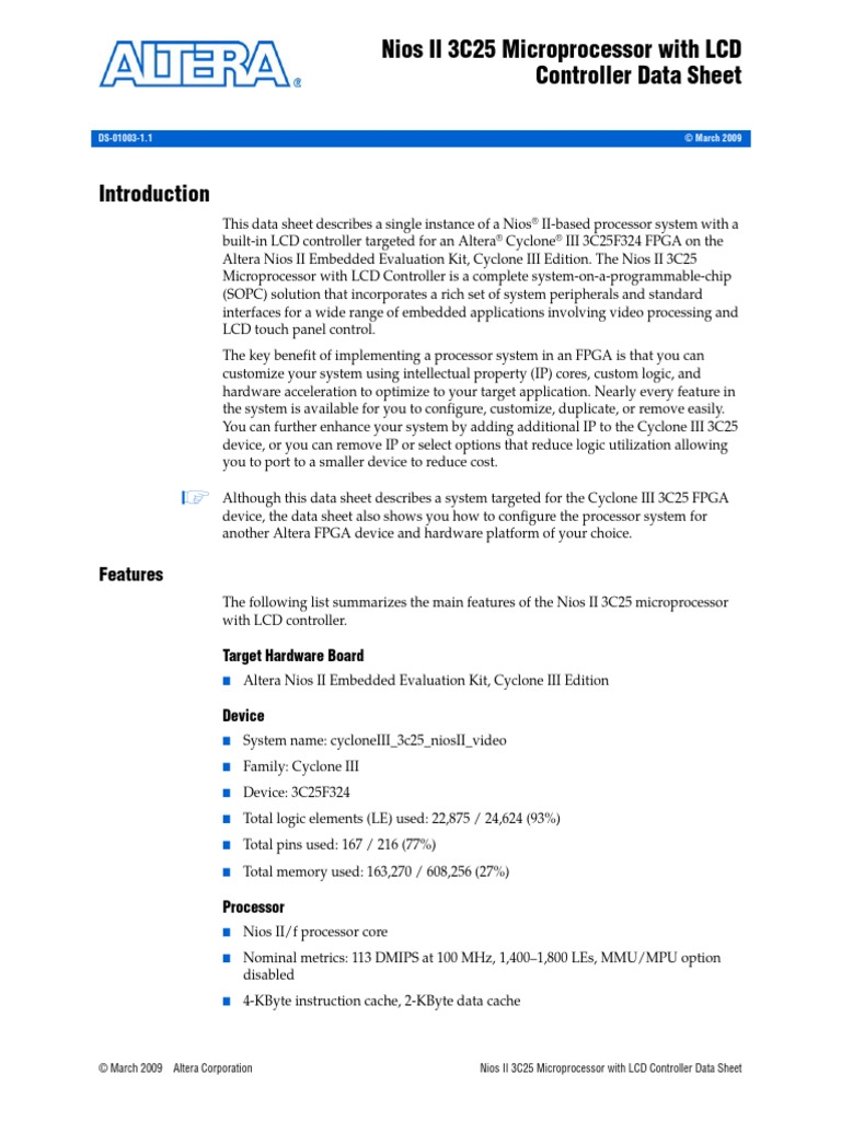 ds_nios2_3c25_lcd | PDF | Computer Data | Computer Engineering