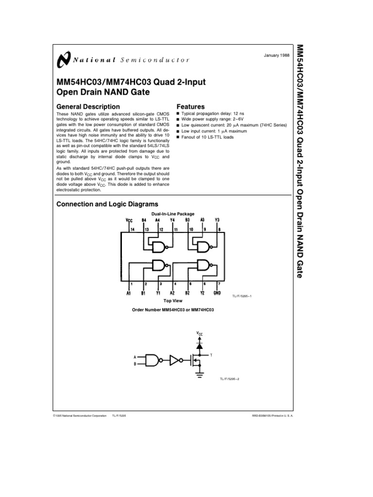74HC03 | PDF | Logic Gate | Electromagnetism
