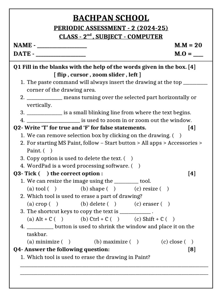 Class - 2 Computer Paper PA 2 | PDF | Microsoft Windows | System Software
