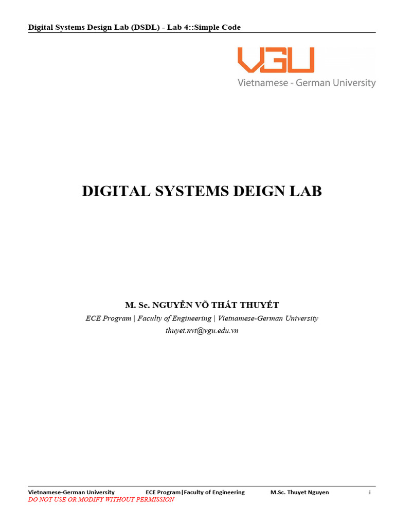 Vgu Ece DSDL Lab4 Simplecode | PDF | Hardware Description Language | Field Programmable Gate Array