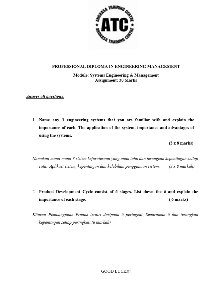 Engineering Management Diploma Assignment | PDF