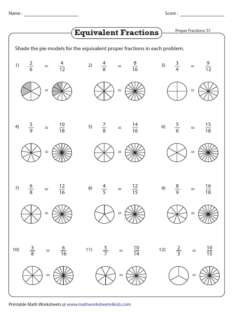 Fractions Equivalent Visual Lvl1 | PDF