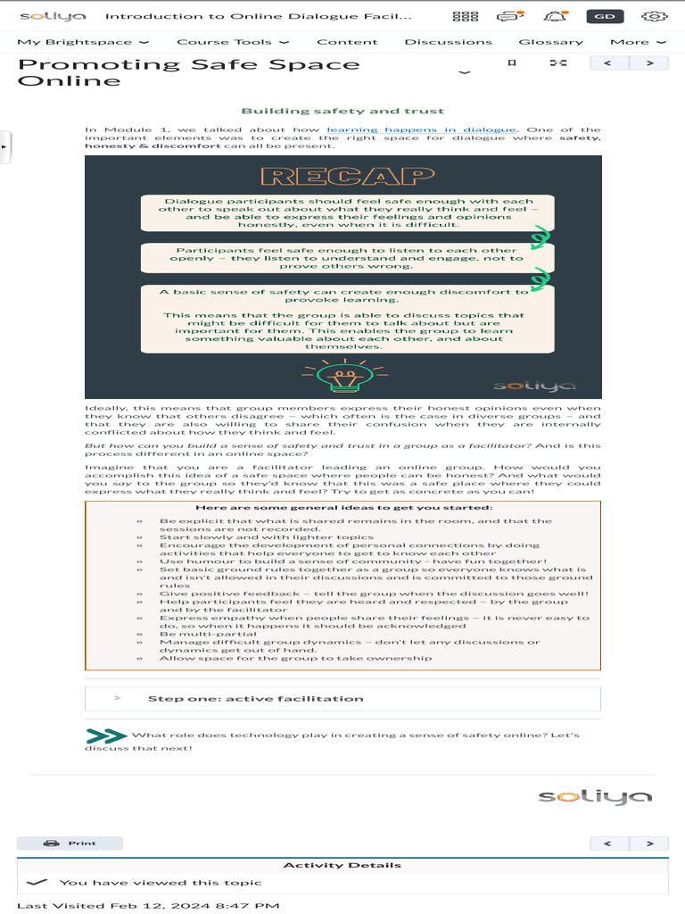Creating Safe Spaces in Online Groups | PDF | Facilitator