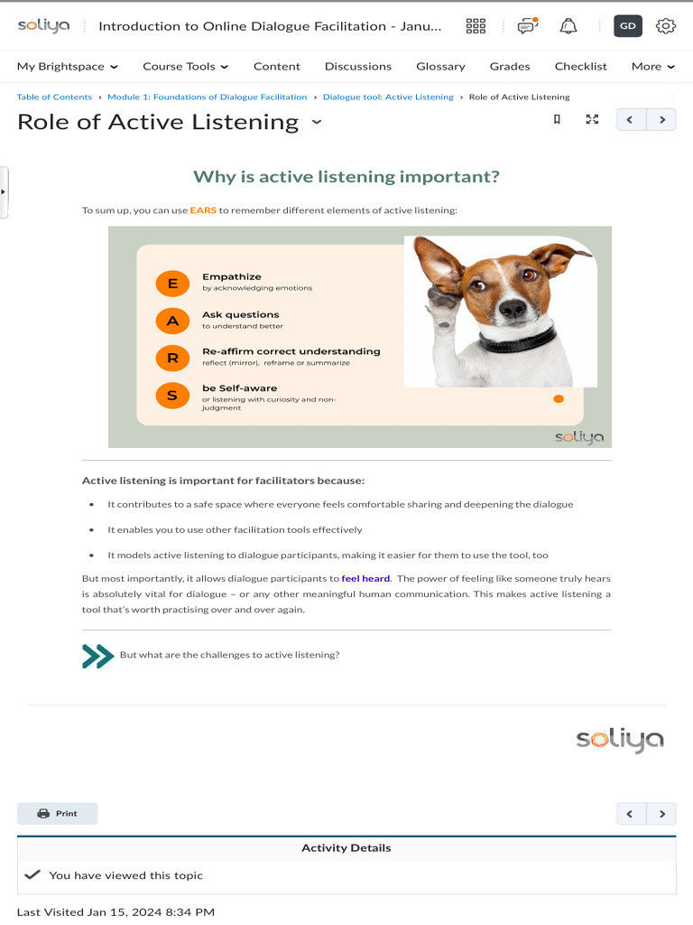 Role of Active Listening - Introduction to Online Dialogue Facilitation ...