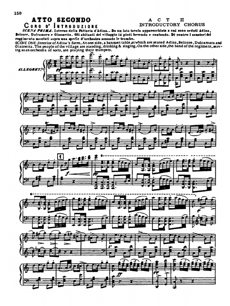 Coro Introduttivo, Elisir d'amore-II Atto | PDF