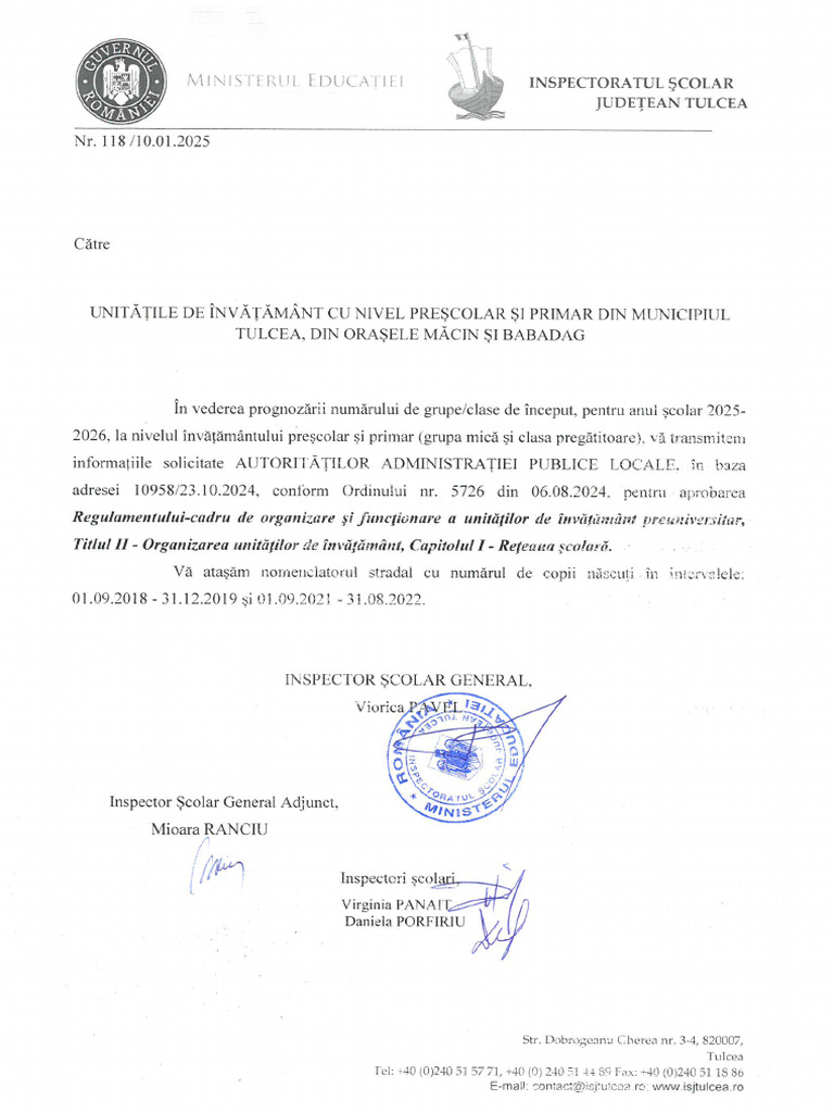 Ref. Recensamant Prescolar Si Primar | PDF