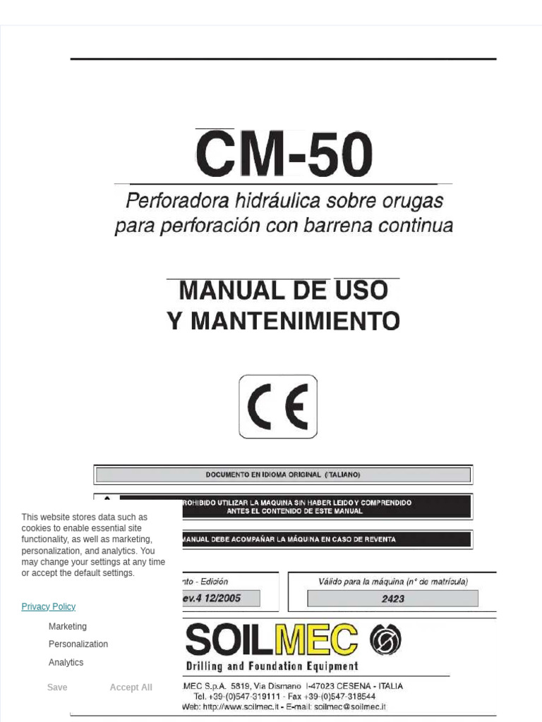pdf-manual-de-operacion-y-mantenimiento-piloteadora-soilmec-cm50_compress | PDF | Http Cookie ...