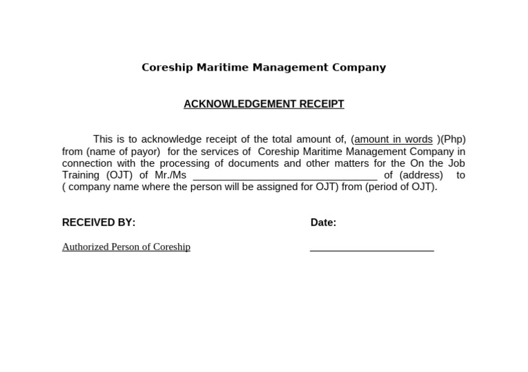 Acknowledgement Receipt | PDF