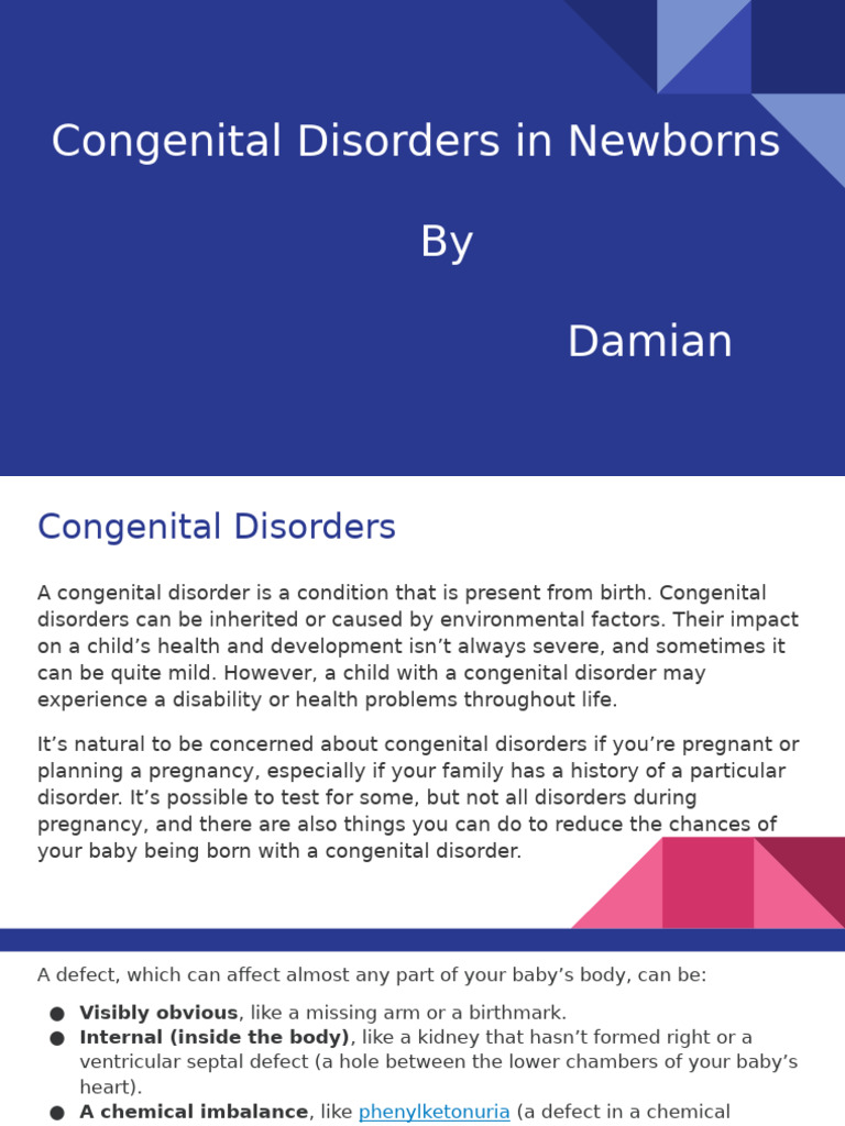 Congenital Disorders in Newborns | PDF | Fetus | Cerebral Palsy