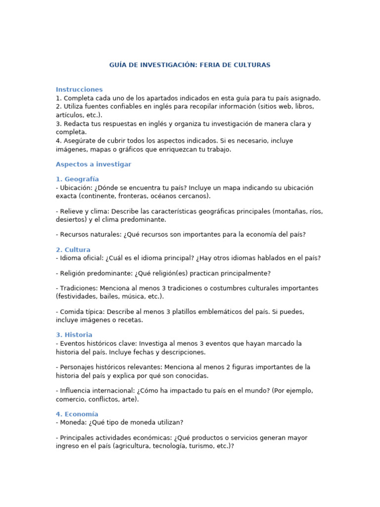 Guia Investigacion Feria Culturas | PDF | México