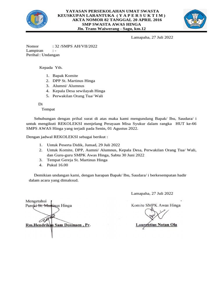 Konsep Surat Undangan Awas Hinga | PDF