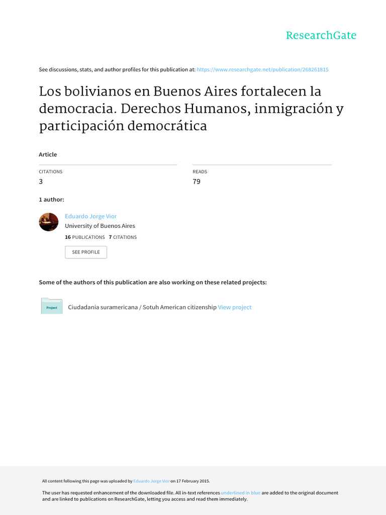 Los Bolivianos en Buenos Aires Fortalecen La Democ | PDF | Migración ...