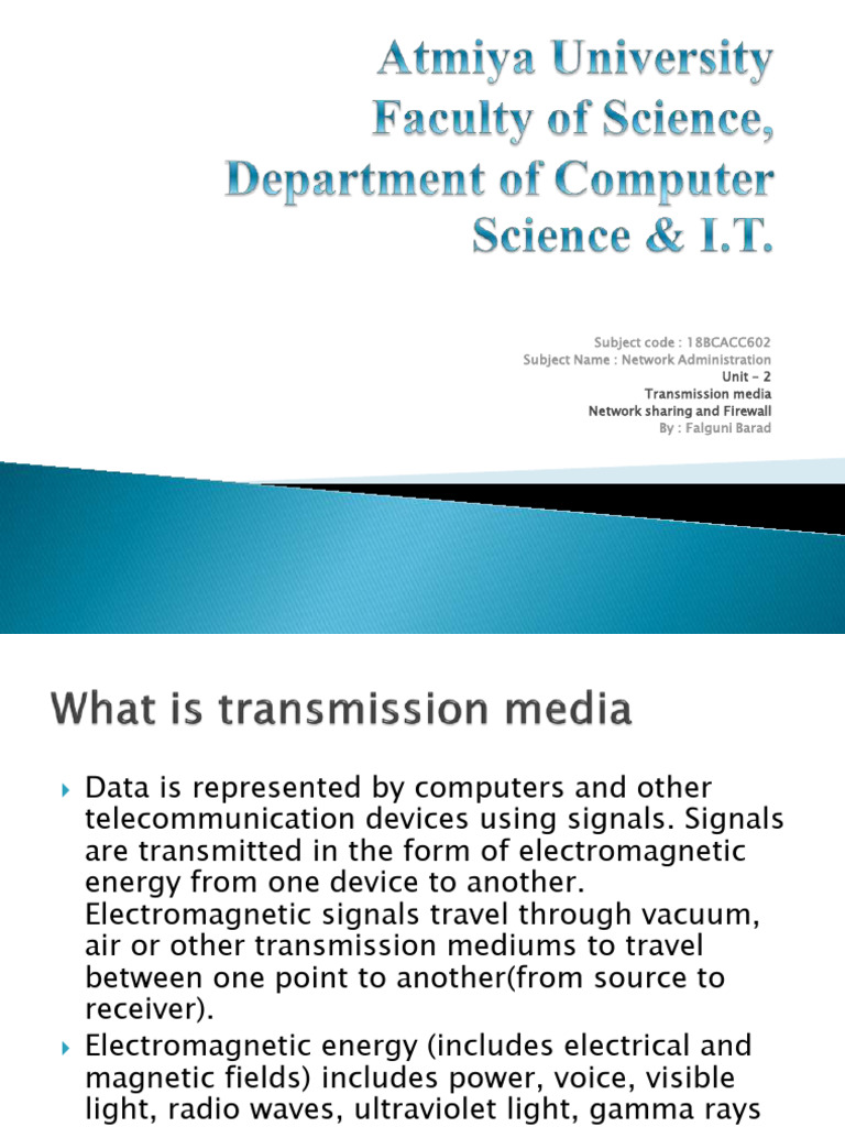Network Administration: Transmission Media Guide | PDF | Computer ...