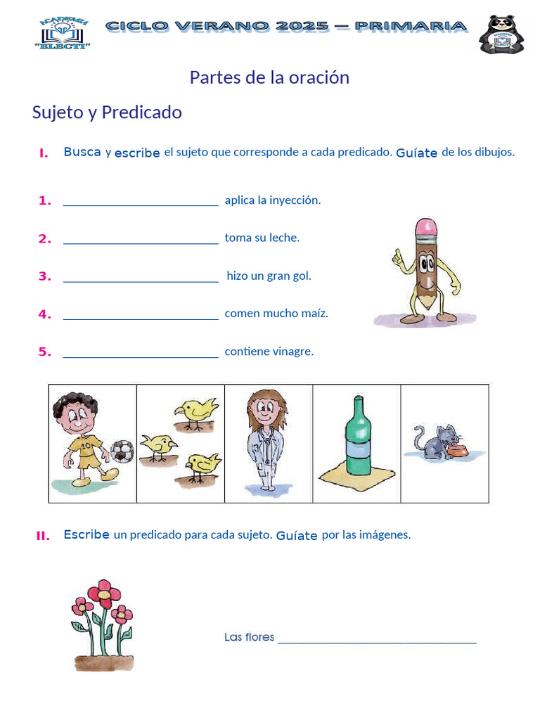 La-Oración-y-sus-Partes Sujeto y Predicado | PDF
