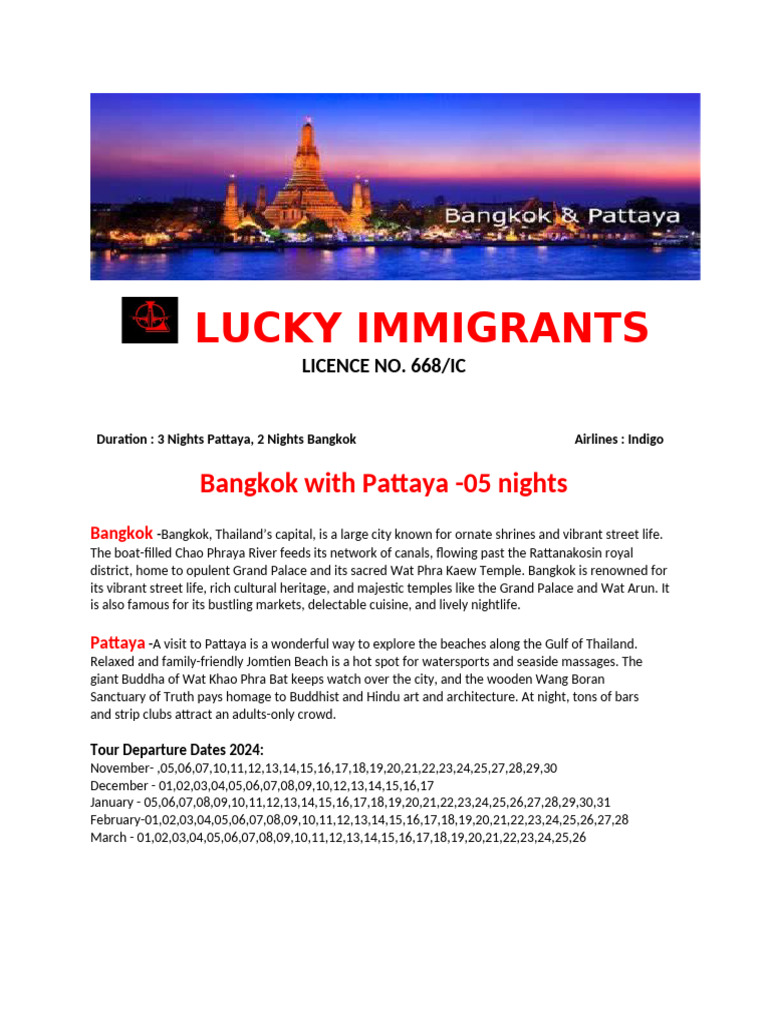 thailand Package 5N 6D | PDF | Cheque | Travel Visa