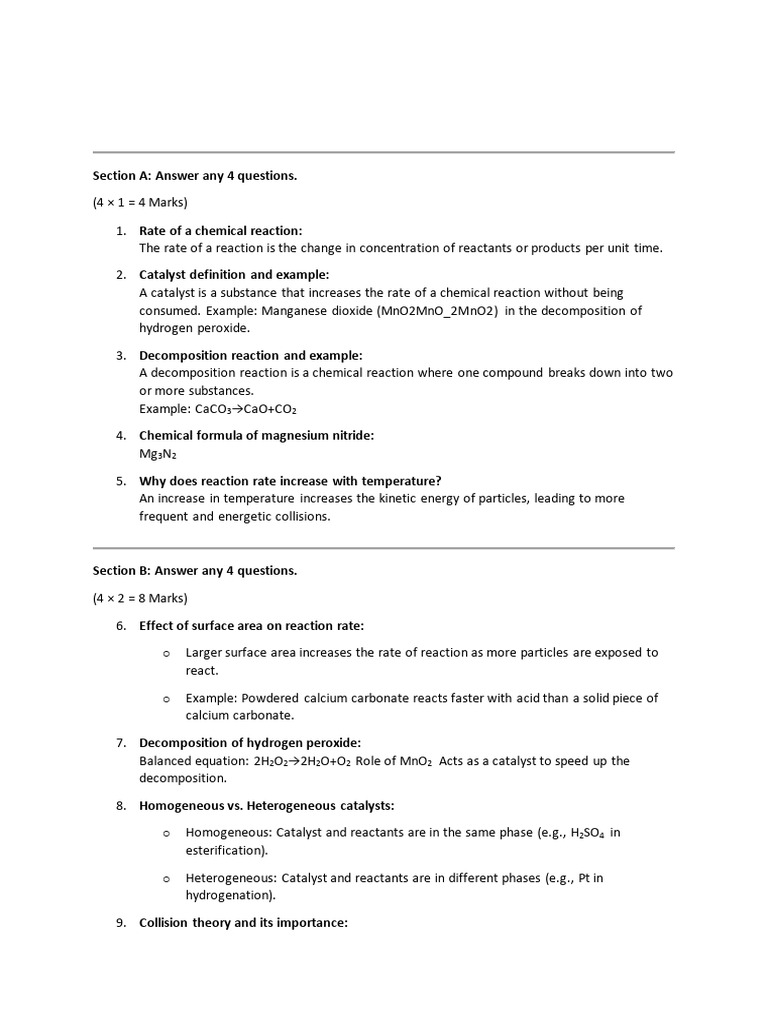 Kerala STD 9 Second Term Exam 2024 - CHEMISTRY Answer Key For Model Paper 2 | PDF | Chemical ...