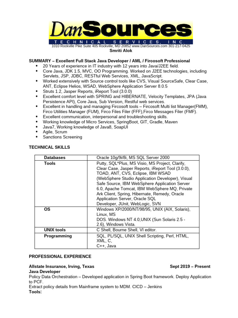 Full Stack Java Developer Resume | PDF | Java (Programming Language) | Spring Framework