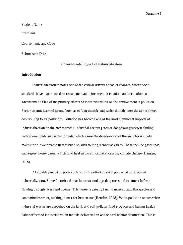 Environmental Impact of Industrialization | PDF | Pollution | Water ...