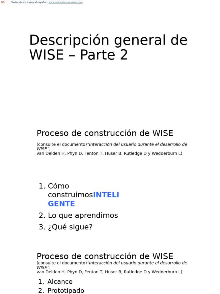 WISE Development and Lessons Learnt. .En - Es | PDF | La interacción ...