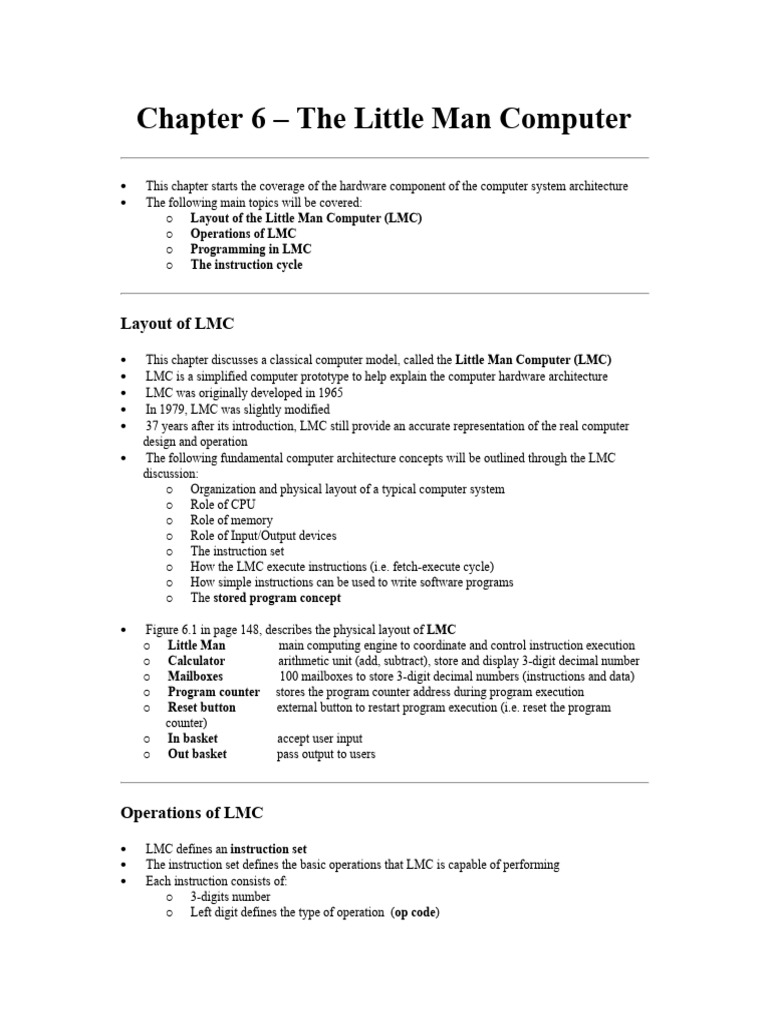 Chapter 6 - The Little Man Computer | PDF | Computer Programming ...