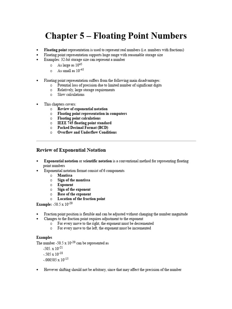 Chapter 5 - Floating Point Numbers | PDF | Significant Figures | Decimal