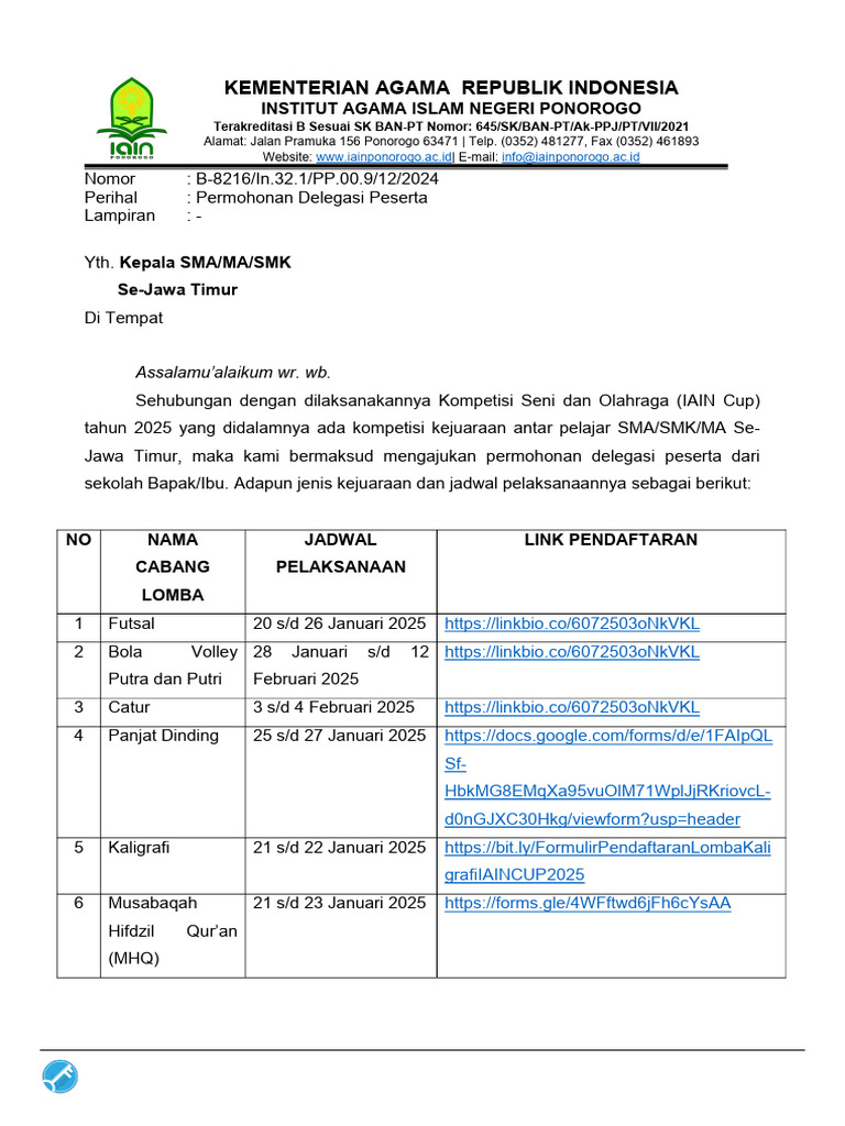 WR3Permohonan Delegasi Peserta | PDF