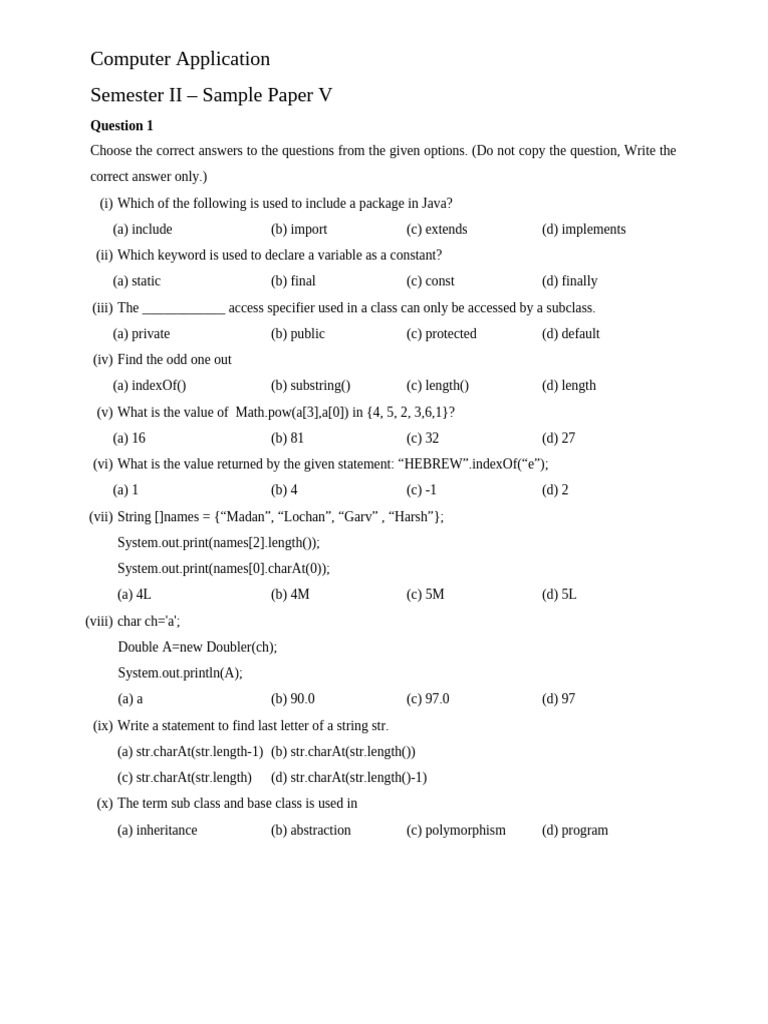 Computer Application Semester 2 Sample Paper 5 | PDF | Programming Paradigms | Computing