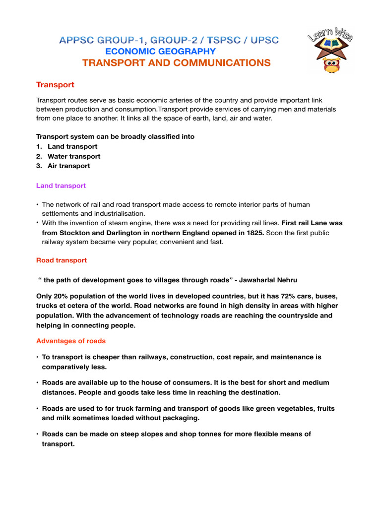 Transport & Communications | PDF | Rail Transport | Satellite