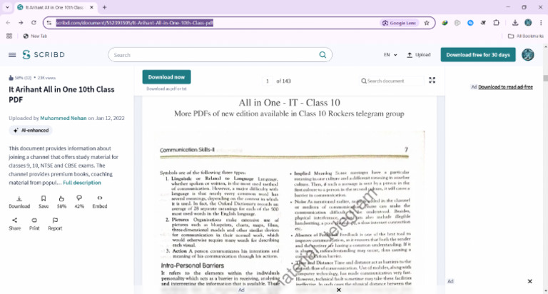 It Arihant All in One 10th Class PDF - PDF - Publishing - Communication Design - Google Chrome 1 ...