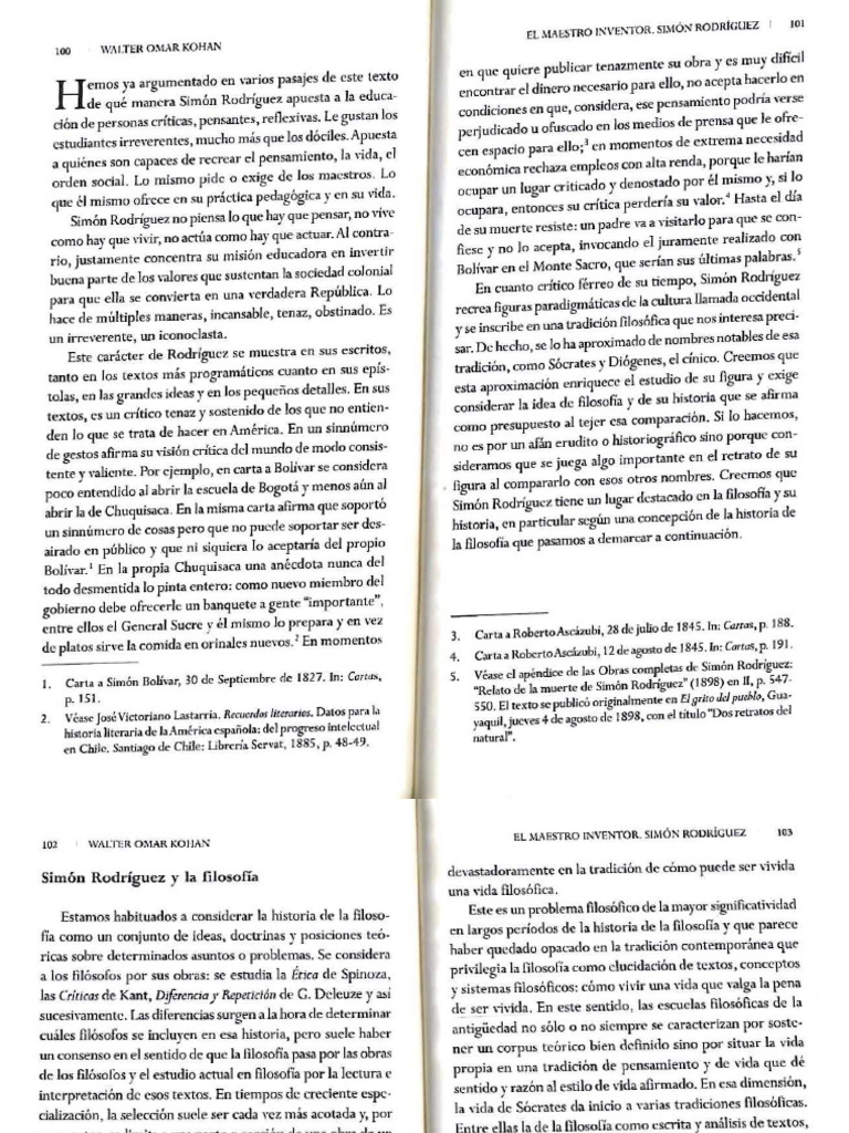 Kohan W. Simón Rodríguez - El Maestro Inventor - Cap4 | PDF