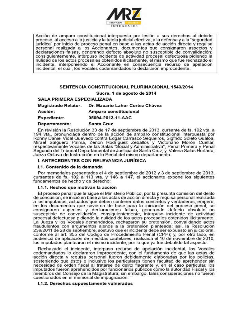 SCP 1543 2014 | PDF | Debido al proceso | Ley procesal