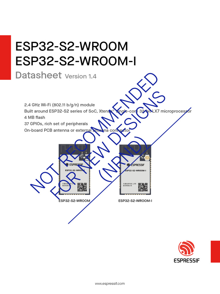Esp32 s2 Wroom - Esp32 s2 Wroom I - Datasheet - en | PDF | Ieee 802.11 | Wi Fi