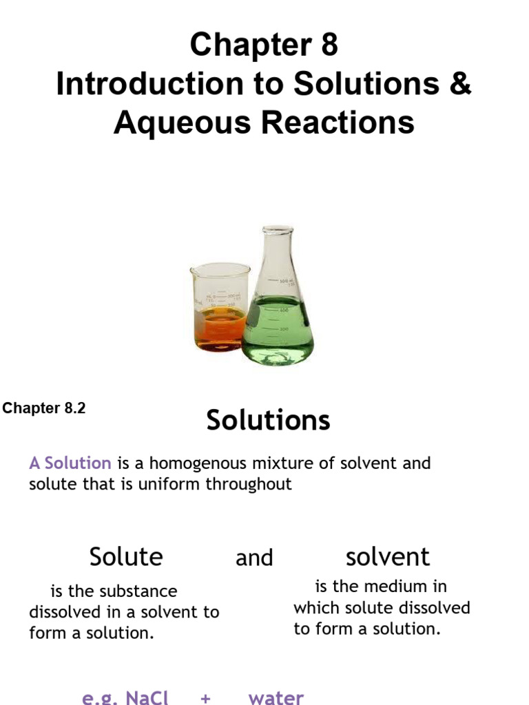 Chapter 8 Solutions | PDF | Electrolyte | Solubility