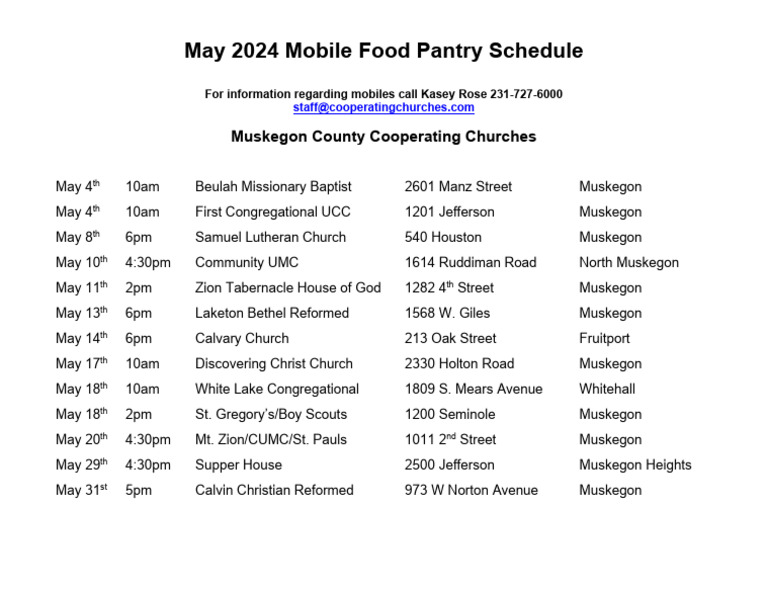 Memphis Mobile Food Pantry Schedule