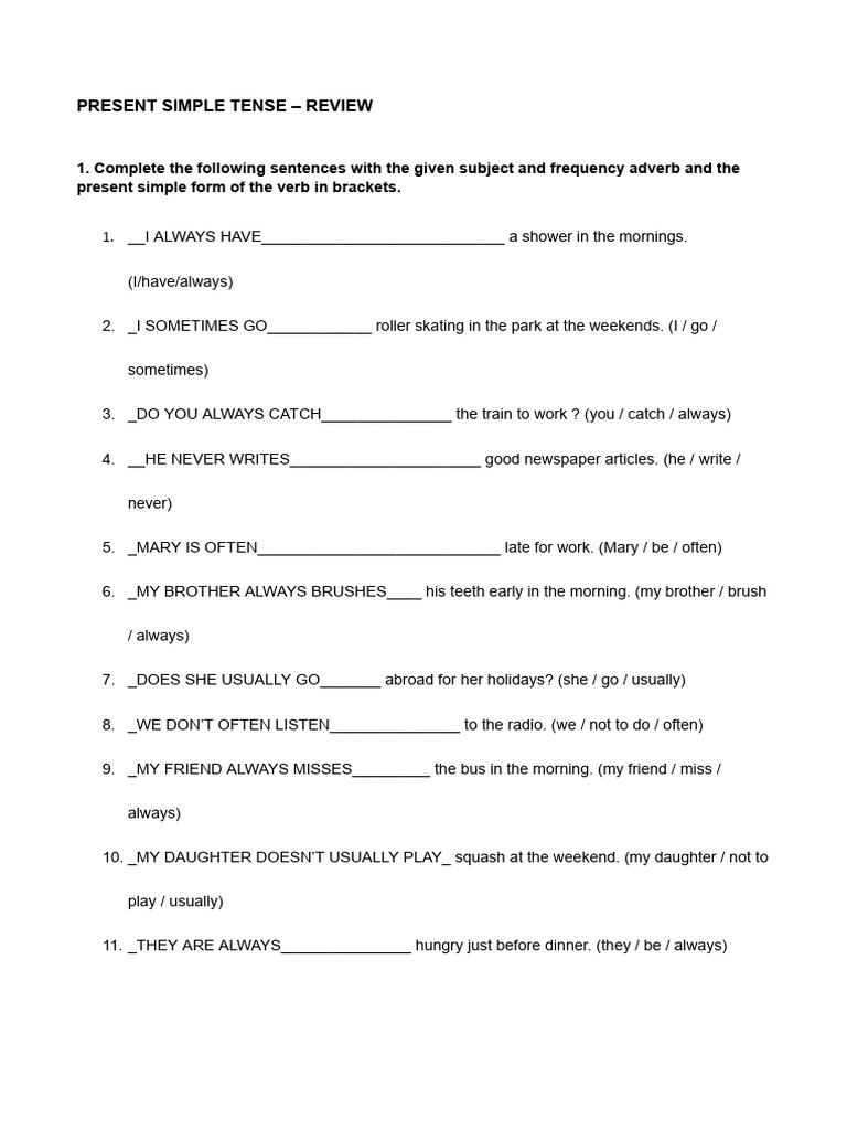 Present Simple Tense Review | PDF