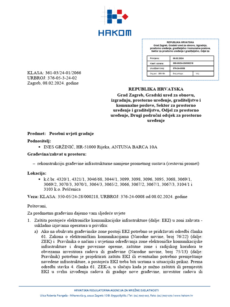 Posebni uvjeti (uvjeti gradnje HAKOM-a) (5) | PDF