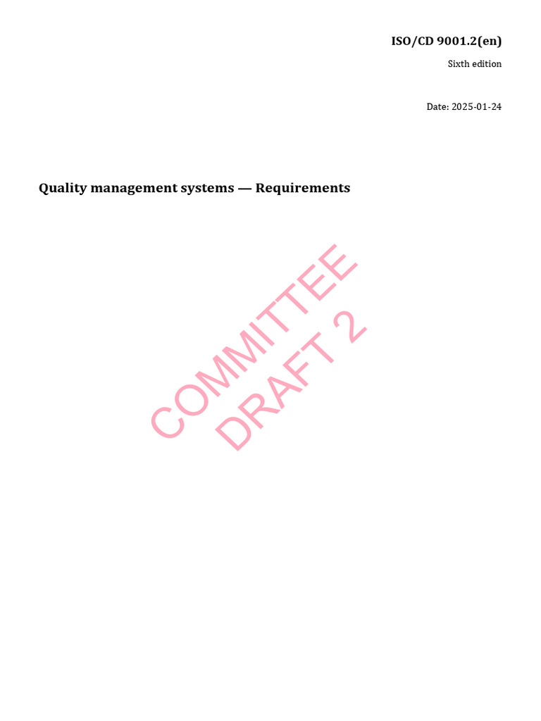 ISO 9001 2026 Committee Draft 2 January 2025 Draft | PDF | Quality ...